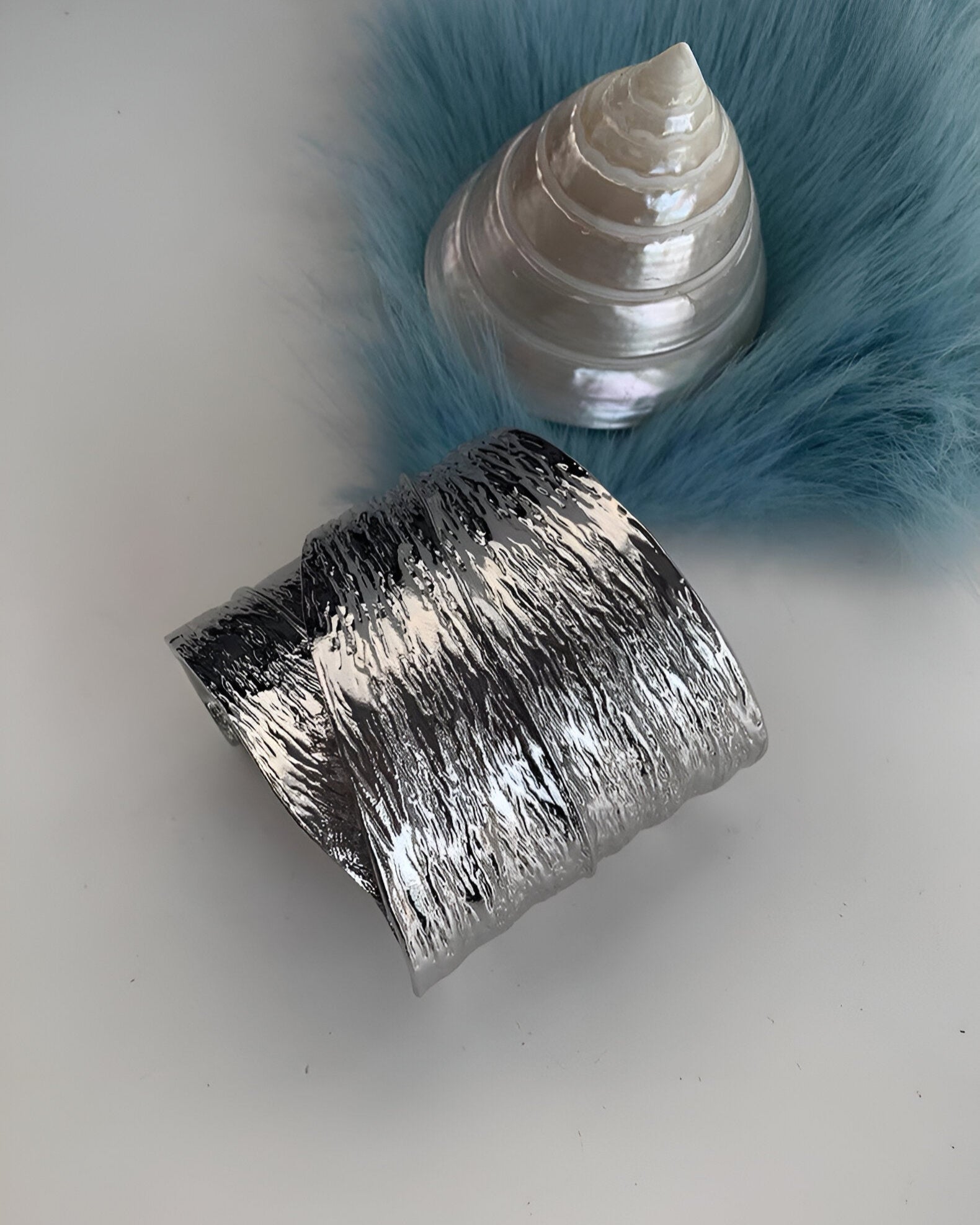 Textured Wide Cuff Sculptural Statement Bracelet – Chainer